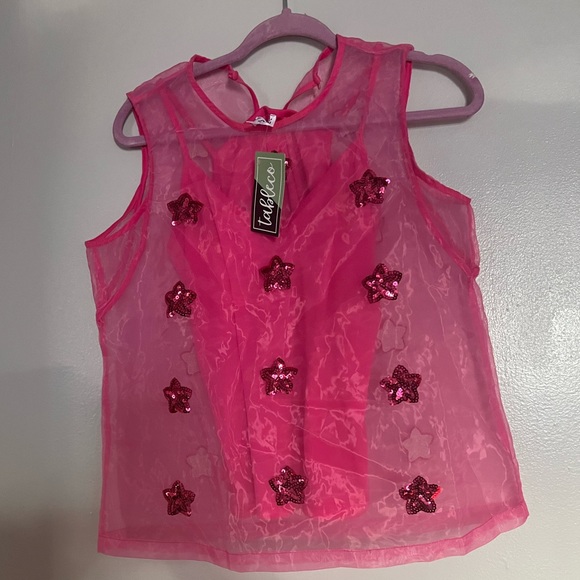 TCEC | Tops | Tcec Sequin Star Sheer Mesh Top | Poshmark